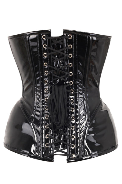 Garrec Black Pvc Steel Boned Overbust Corset With Zip Closure Corsets