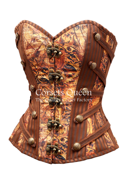 Bartram Digital Print With Brown Brocade Overbust Corset | Corsets ...