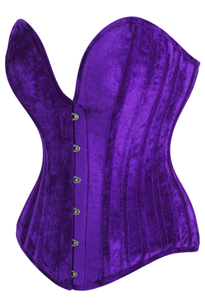 Anzethe Purple Velvet Overbust Corset With Plunge Neckline | Corsets ...