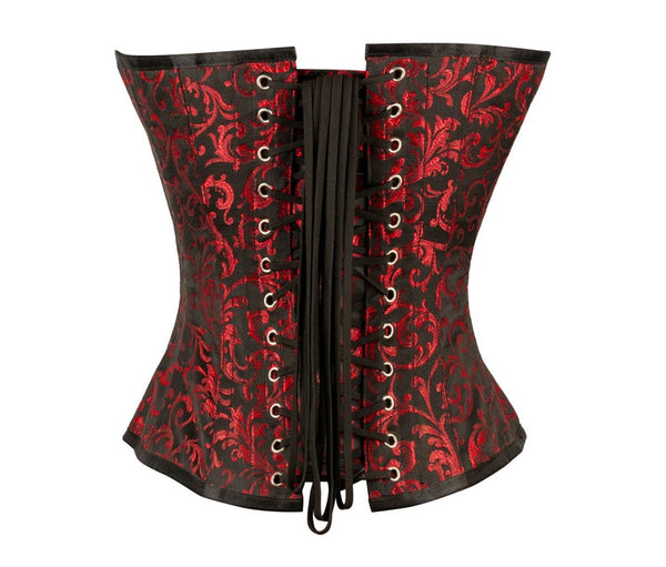 Armi Red & Black Brocade Steampunk Corset | Corsets Queen US-CA