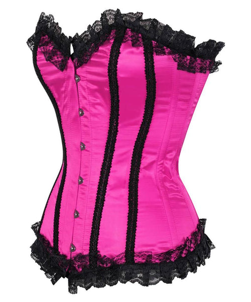 Lydia Burlesque Magenta Steel Boned Corset | Corsets Queen US-CA