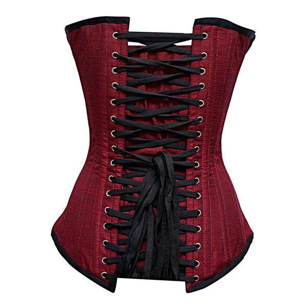 Ava Maroon dupion Longline Corset | Corsets Queen US-CA