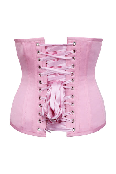 Lina Longline Baby Pink Satin Underbust Corset | Corsets Queen US-CA