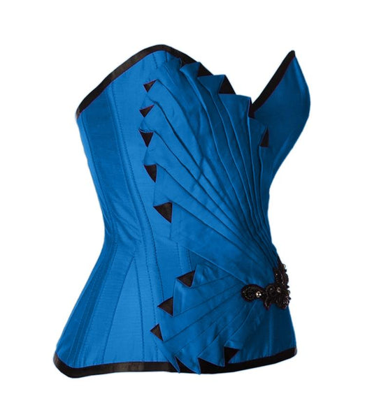 Hughes Dark Turquoise Satin/Taffeta Embroidered Overbust Corset ...