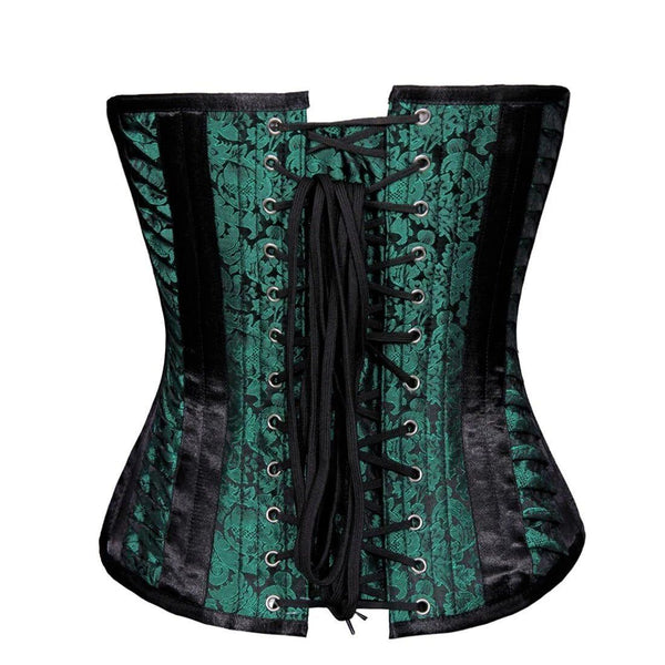 Waes Green Brocade Overbust Corset | Corsets Queen US-CA