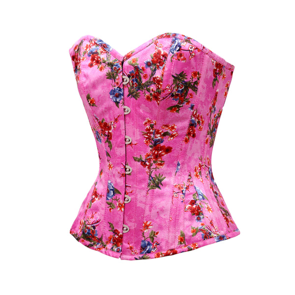 Perrier Floral Print Satin Overbust Corset | Corsets Queen US-CA