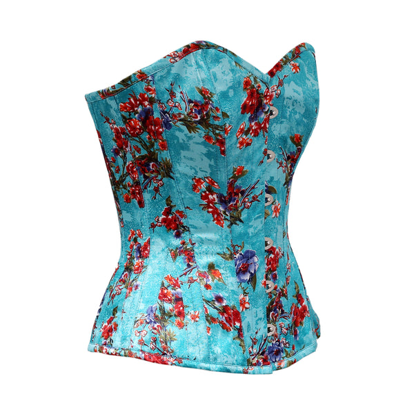Boebert Floral Print Satin Overbust Corset | Corsets Queen US-CA