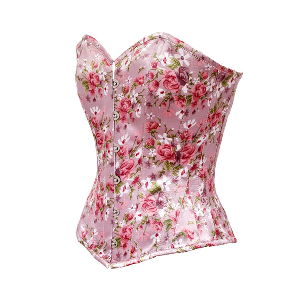 Merrick Floral Print Satin Overbust Corset | Corsets Queen US-CA