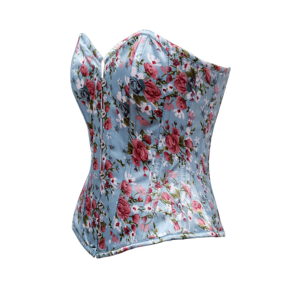 Laurent Floral Print Satin Overbust Corset | Corsets Queen US-CA