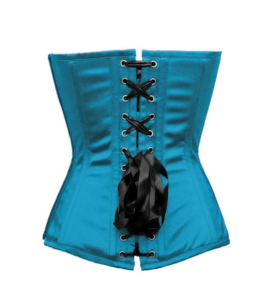 Krope Turquoise Satin/Taffeta Embroidered Overbust Corset | Corsets ...